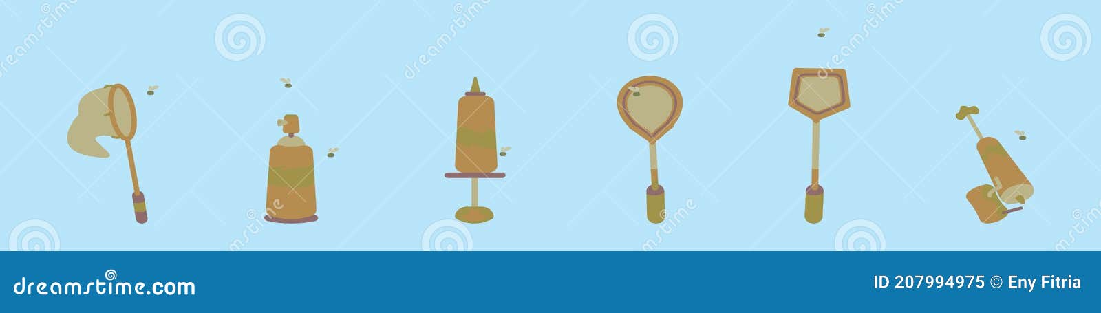 Set of Fly Swatter Cartoon Icon Design Template with Various Models ...