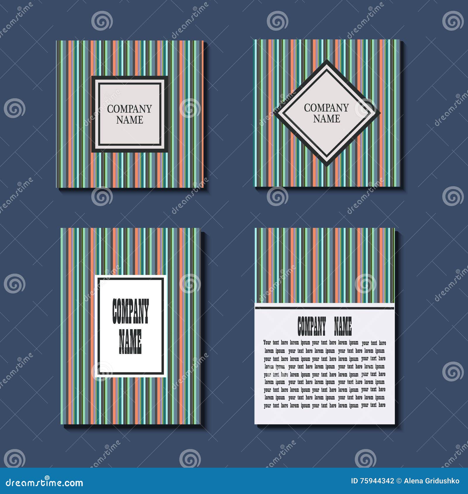 Set of Flyer Template with Striped Pattern. Stock Vector - Illustration ...