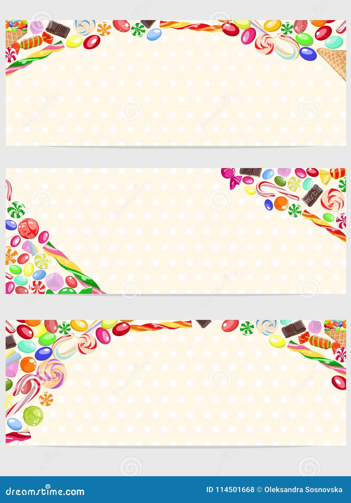 Set of Flyers with Frame of Sweets. Vector Illustration. Stock Vector ...