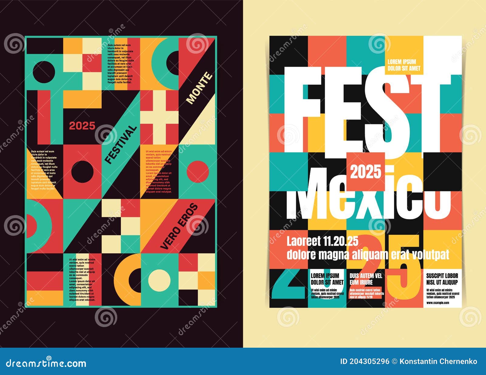 Set of Flyers Template with Modern Geometric Pattern Background. Vector ...
