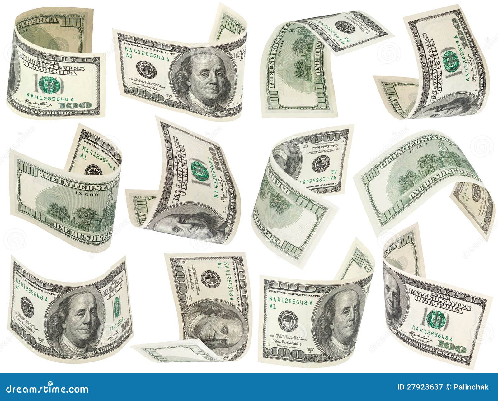 Set of Flying 100 Dollars Banknotes Stock Image - Image of fine, dollar ...