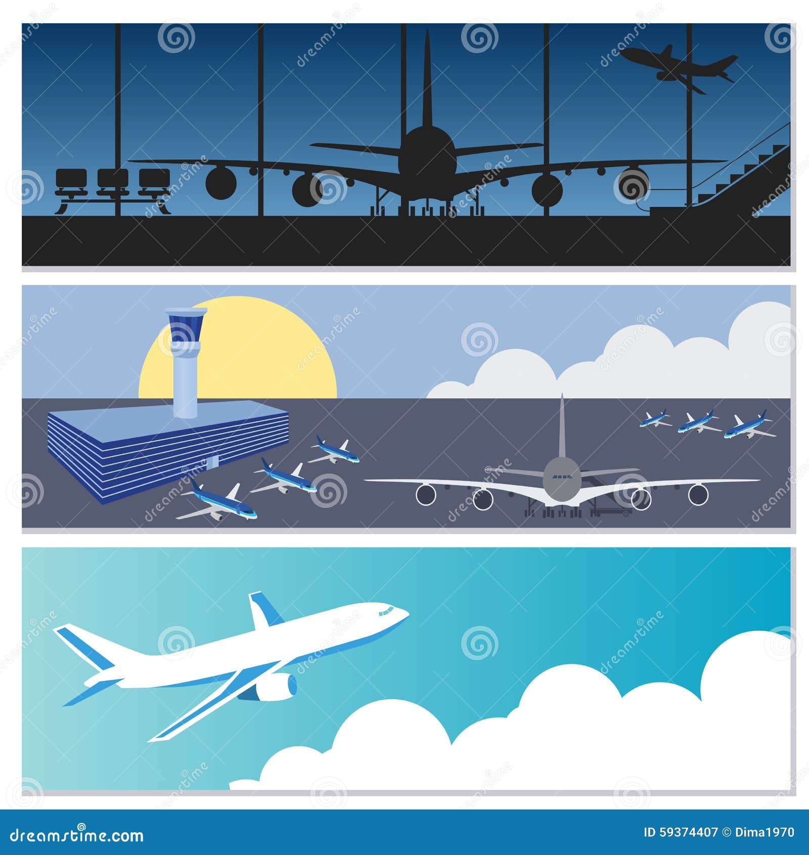 Set of Flying Airplanes Banners for Your Text. Stock Vector ...