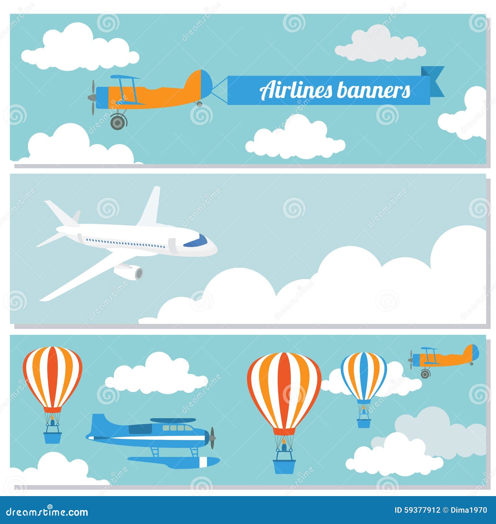 Set of Flying Airplanes Banners for Your Text. Stock Vector ...