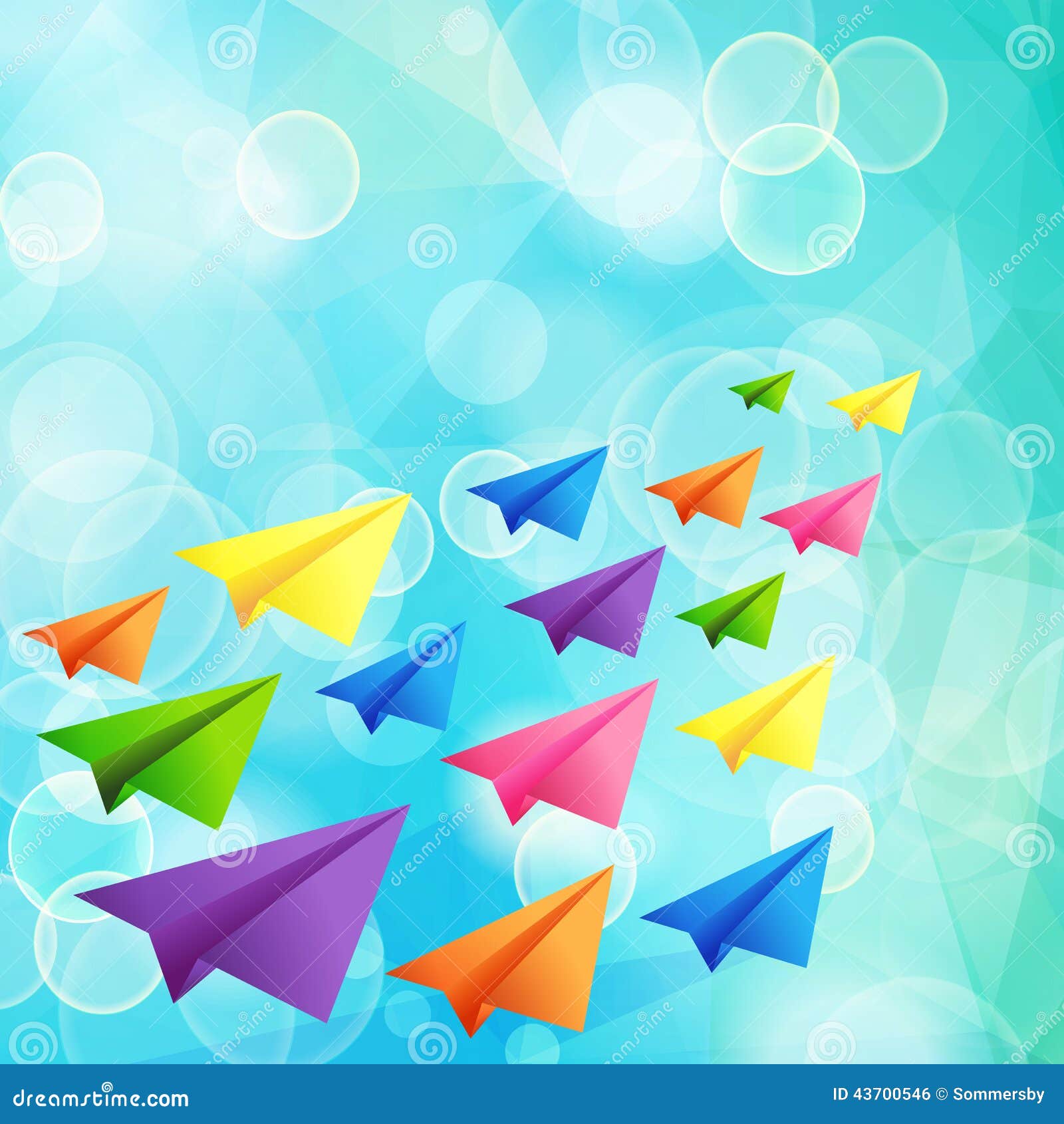 Set of Flying Color Paper Planes Stock Vector - Illustration of ...
