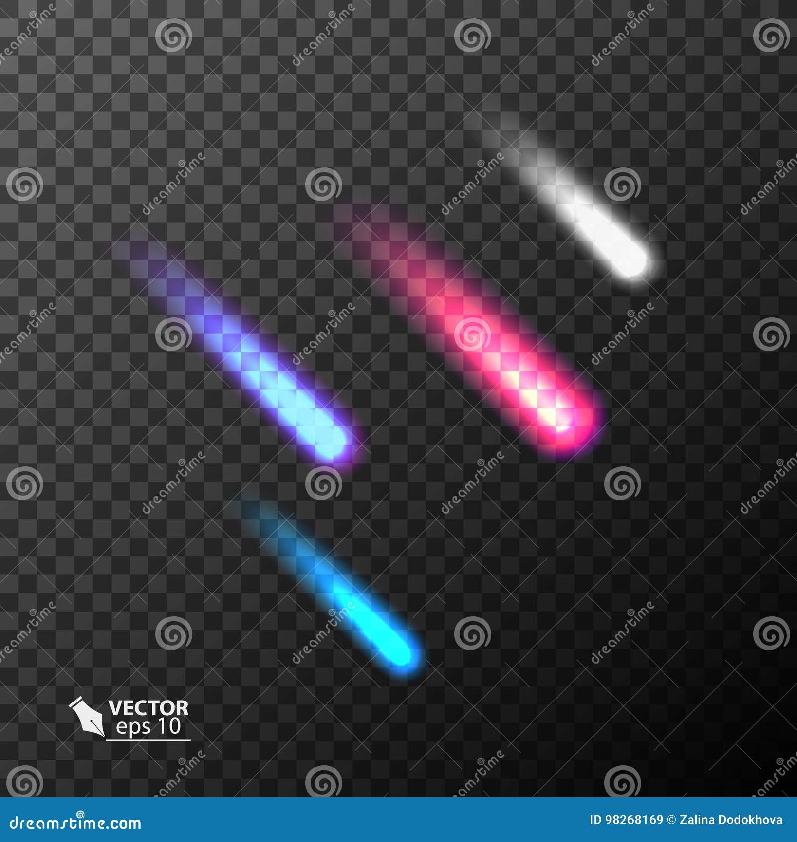 Set of Flying Colorful Burning Comets. Vector Illustration Stock Vector ...