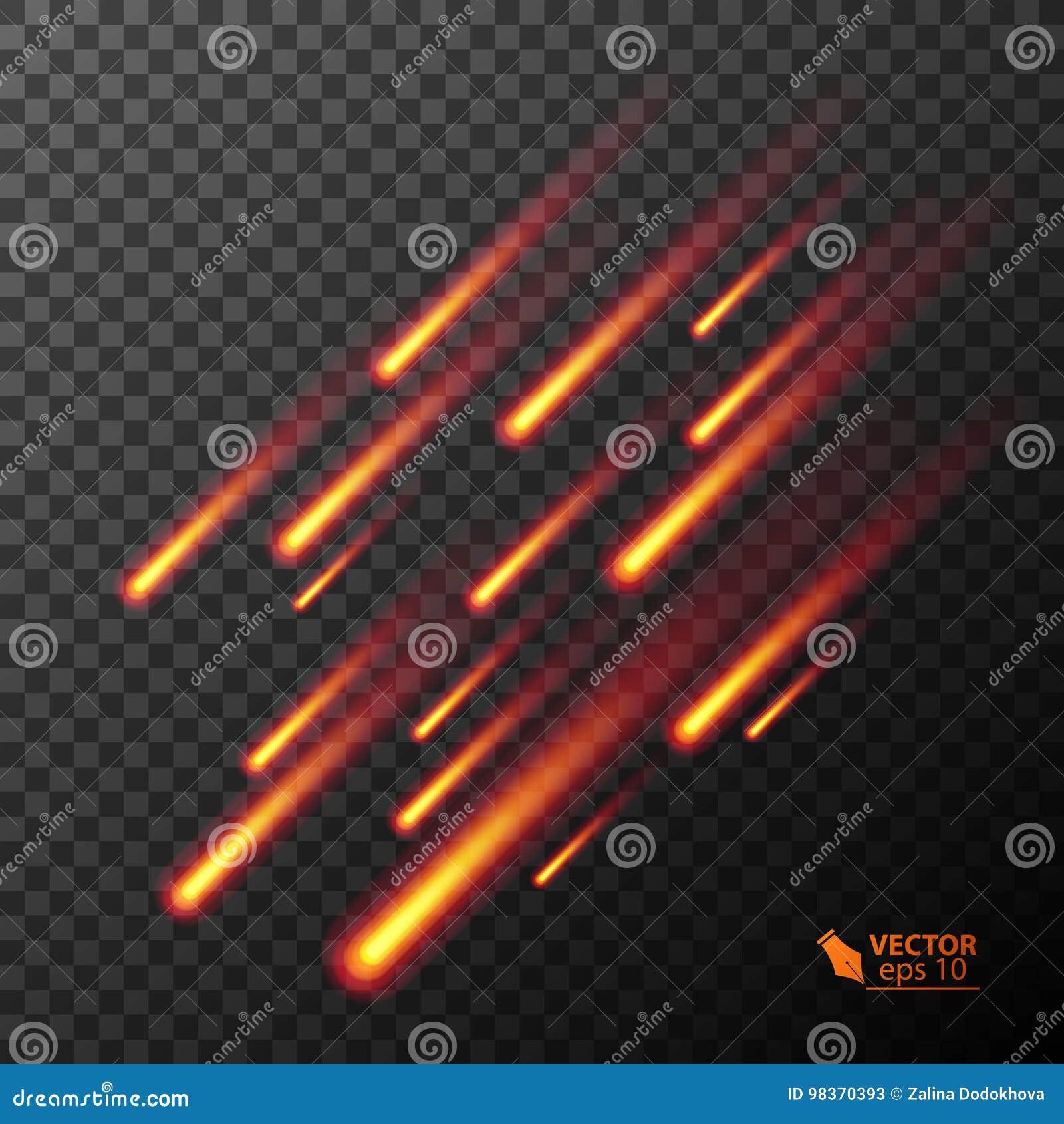 Set of Flying Colorful Burning Comets. Vector Illustration Stock Vector ...
