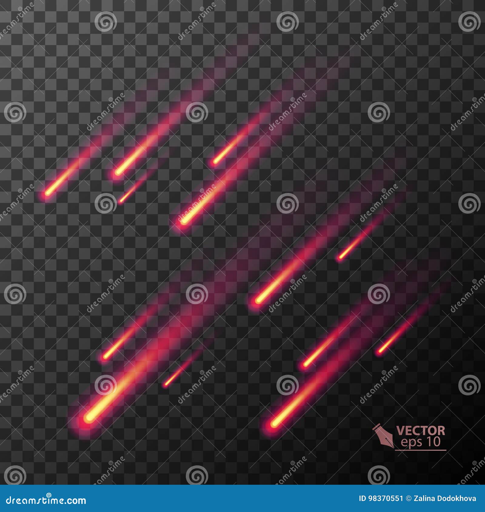 Set of Flying Colorful Burning Comets. Vector Illustration Stock Vector ...