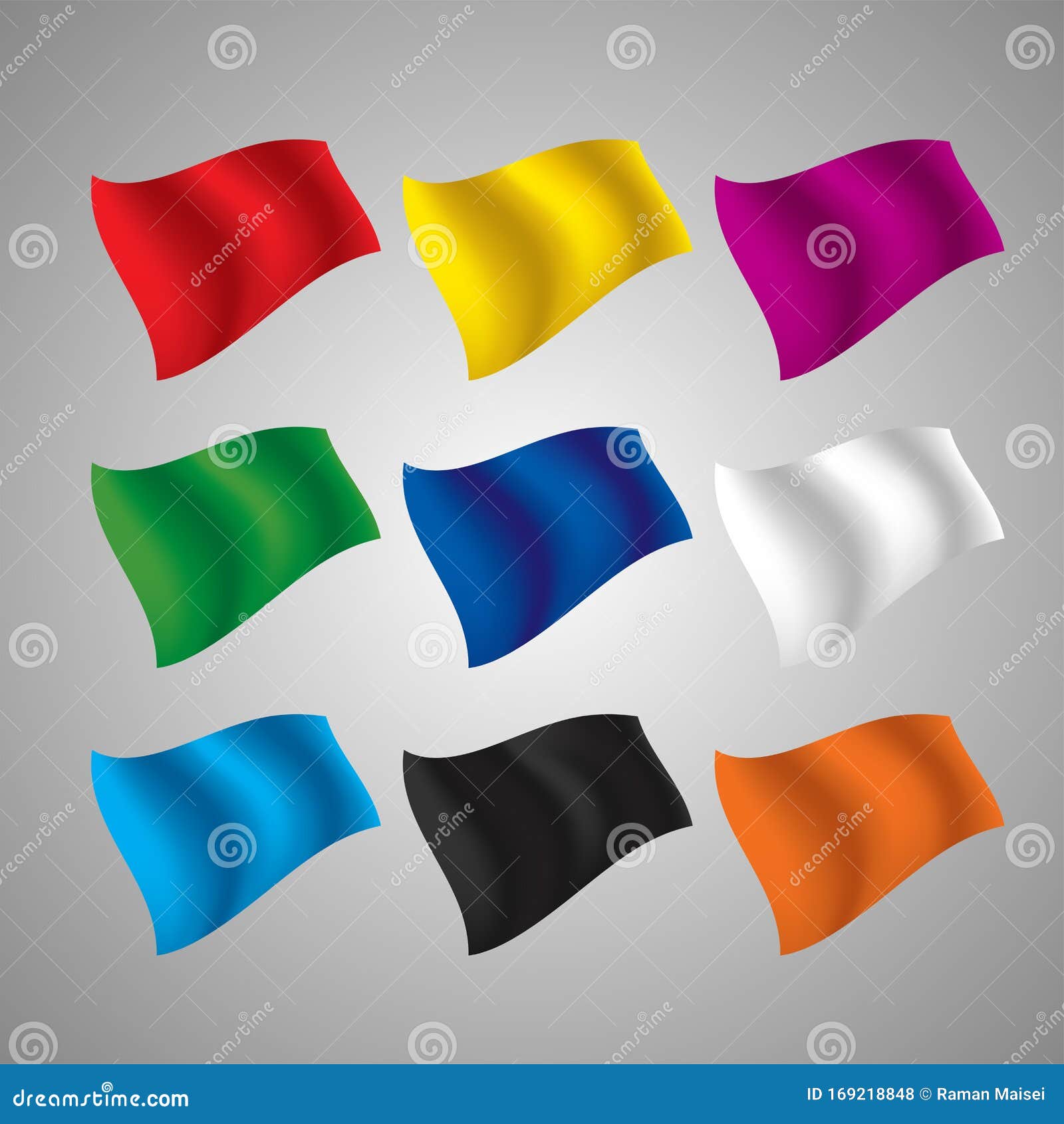Set of Flying Flags of Different Colors Stock Vector - Illustration of ...