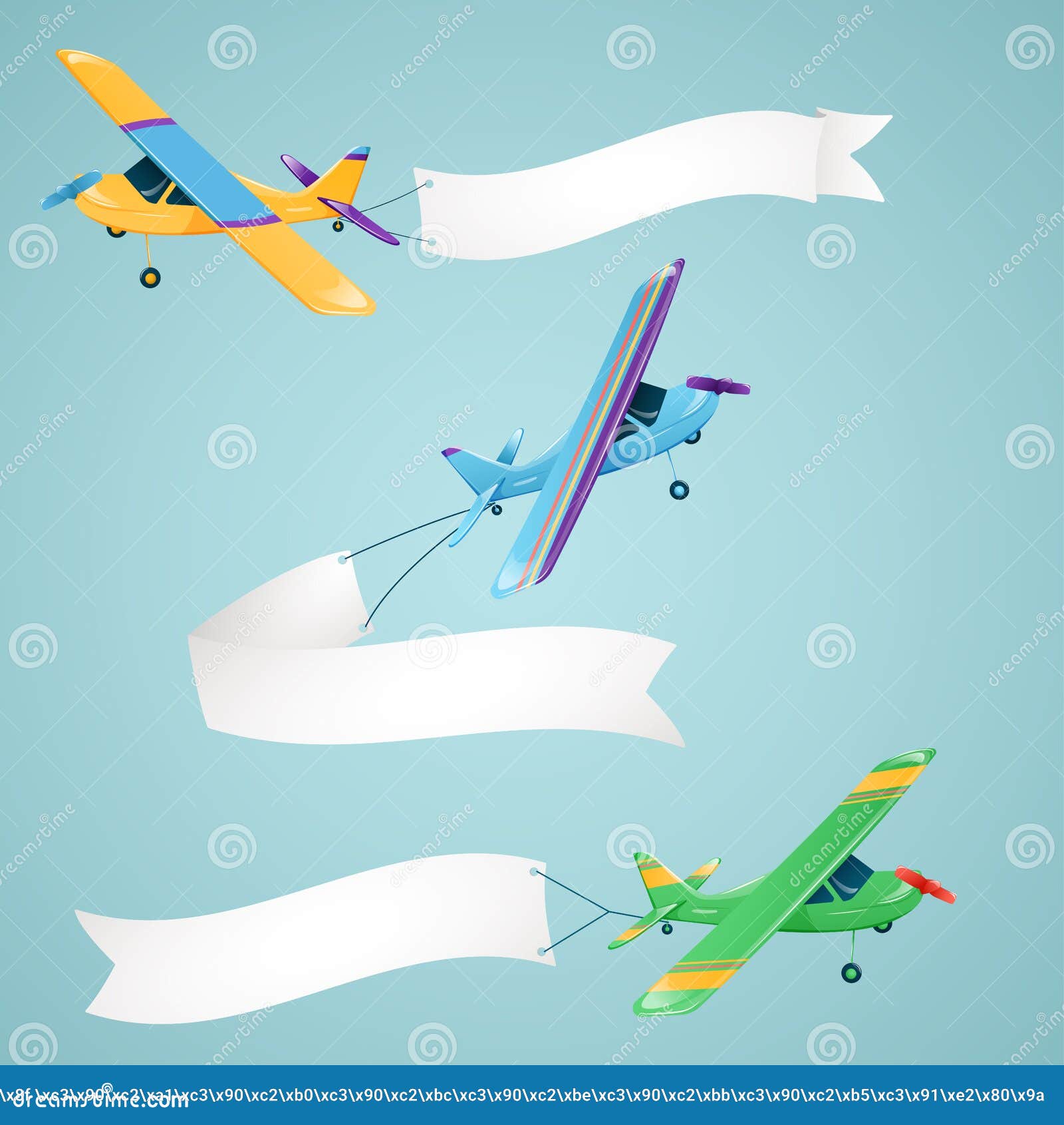 Vector Set of Airplanes with Advertising Banners Stock Vector ...