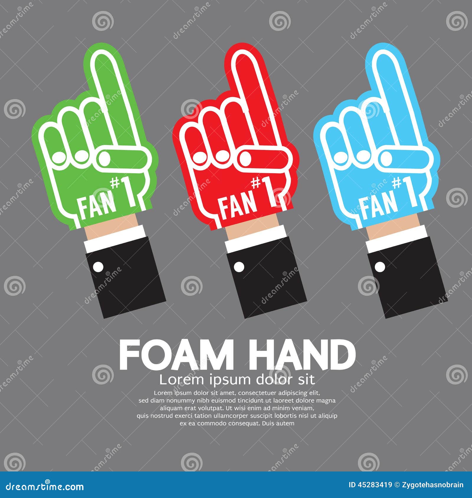 Fan Foam Hand With Number One Gesture Icon Vector Illustration ...