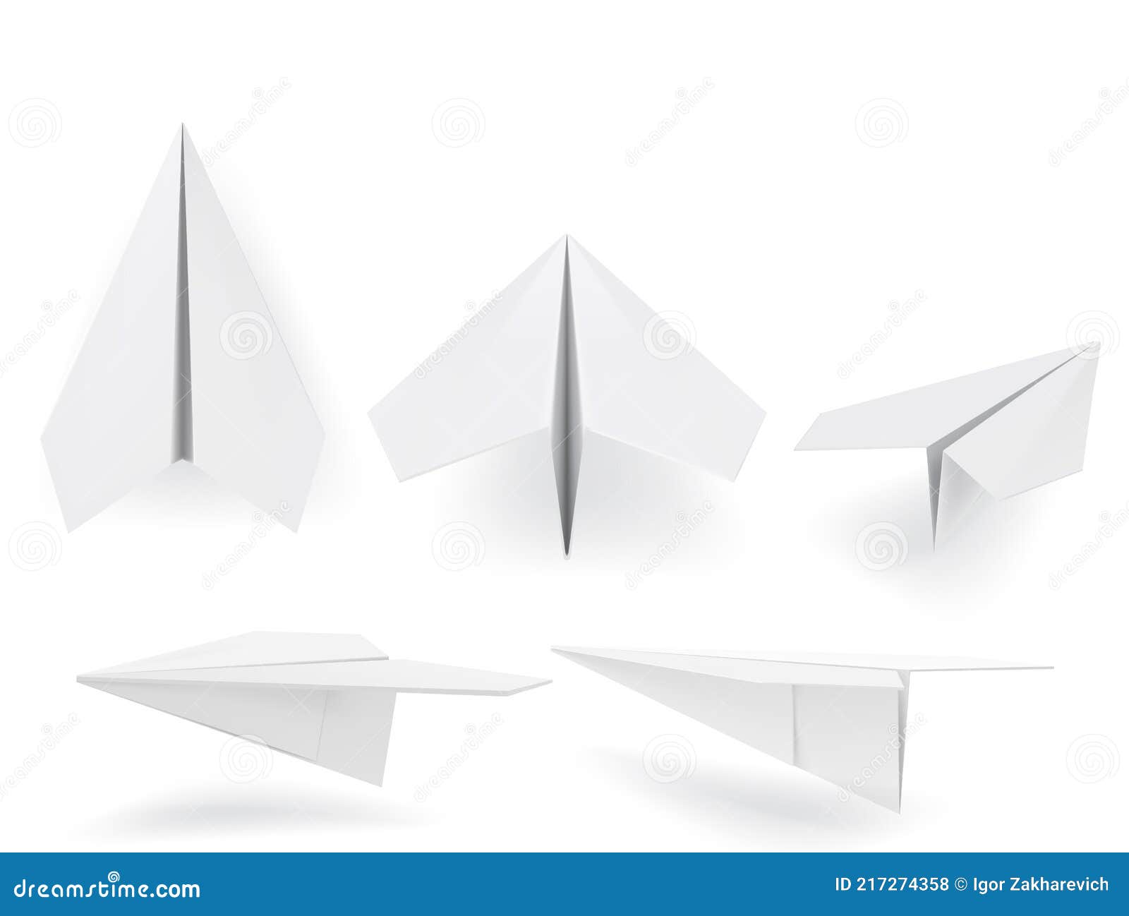Set of Fold Paper Airplane Inculde Side and Front View. Stock Vector ...