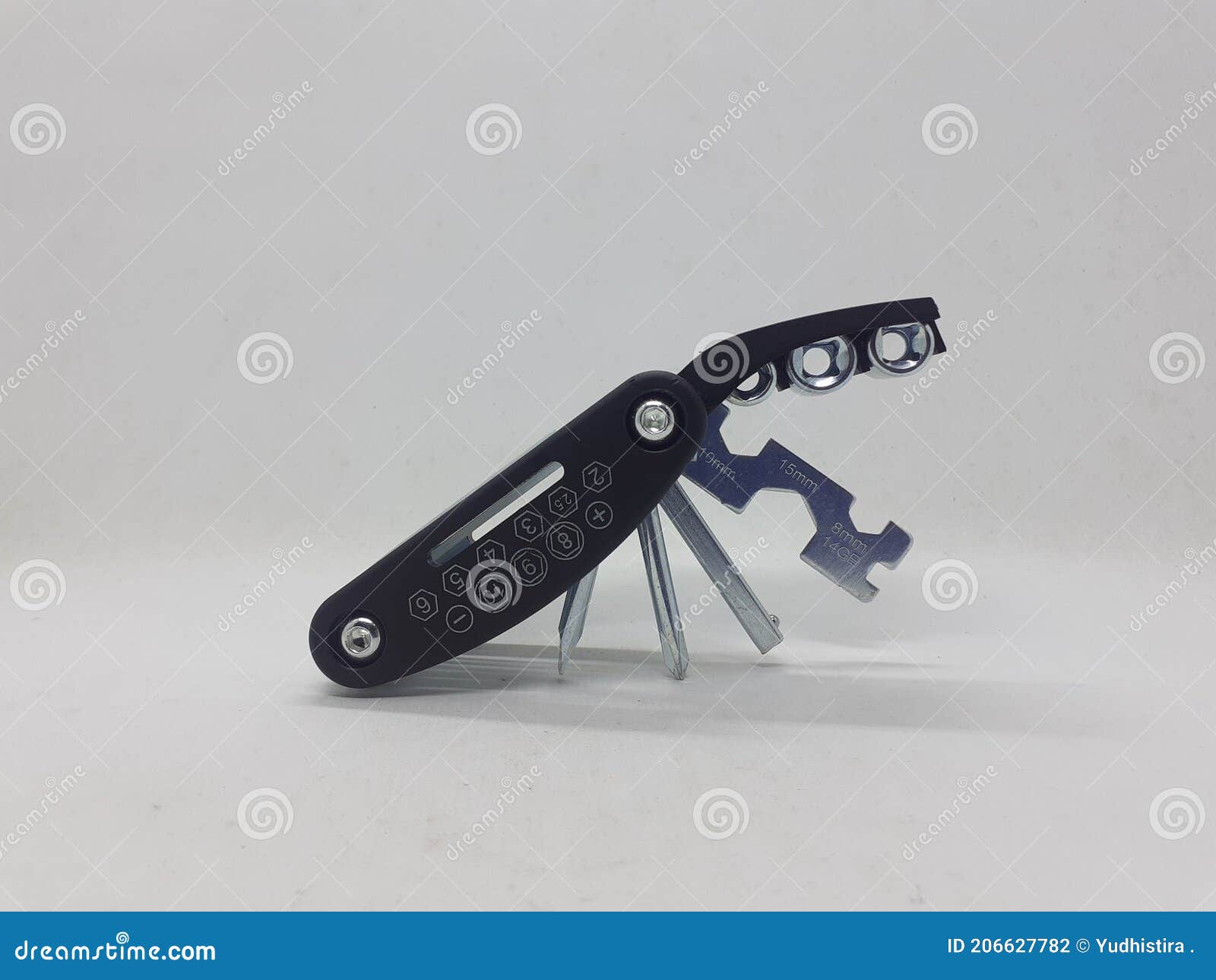 A Set of Foldable Wrench and Screwdriver on White Isolation Background ...