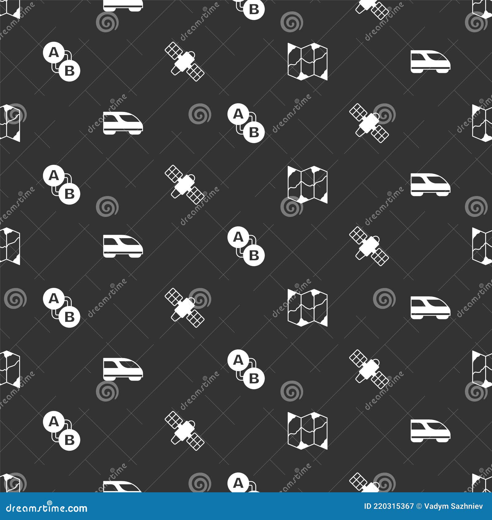 Set Folded Map, High-speed Train, Route Location and Satellite on ...