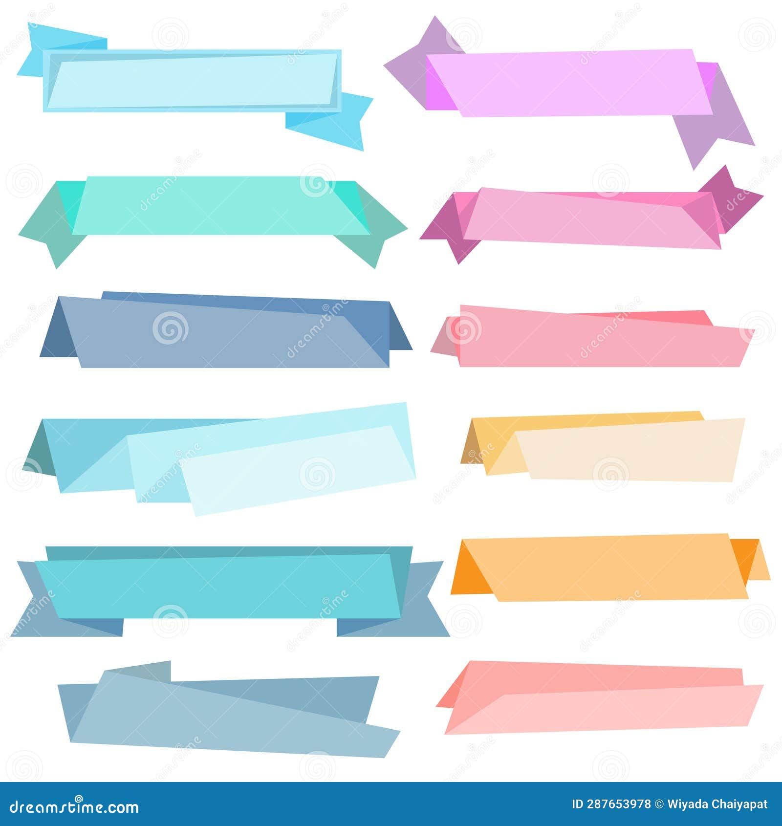 Set of Folded Ribbon Paper Banners Stock Illustration - Illustration of ...