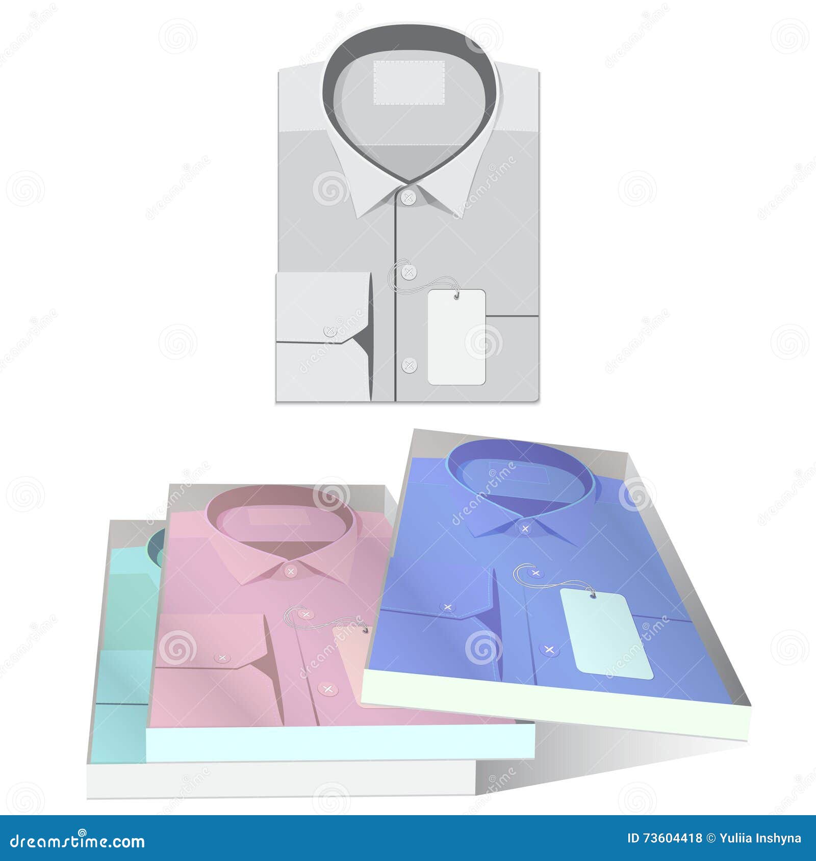 Set of Folded Shirts Isolated on White Stock Vector - Illustration of ...
