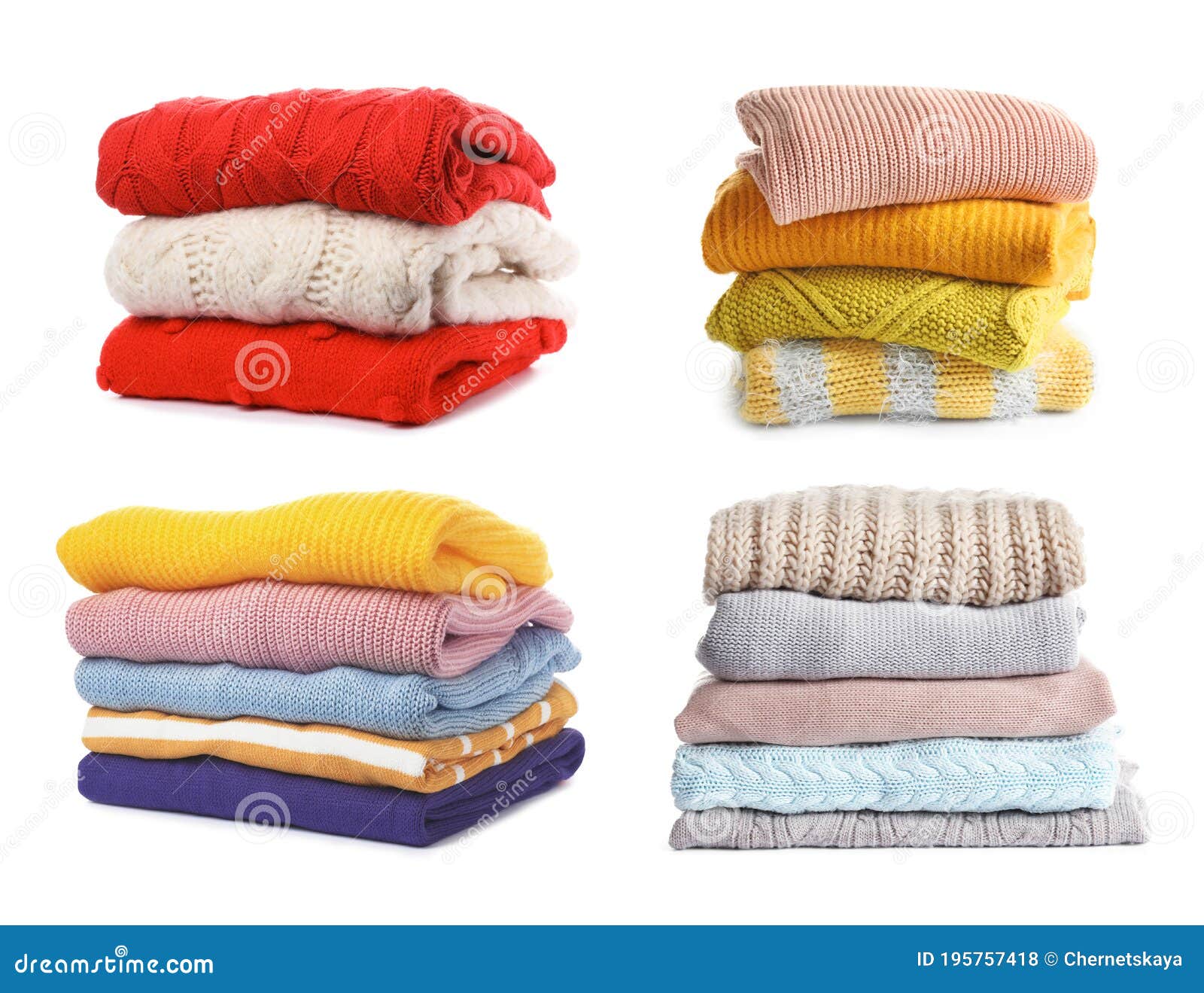 Set of Folded and Stacked Sweaters Stock Photo - Image of clothes ...