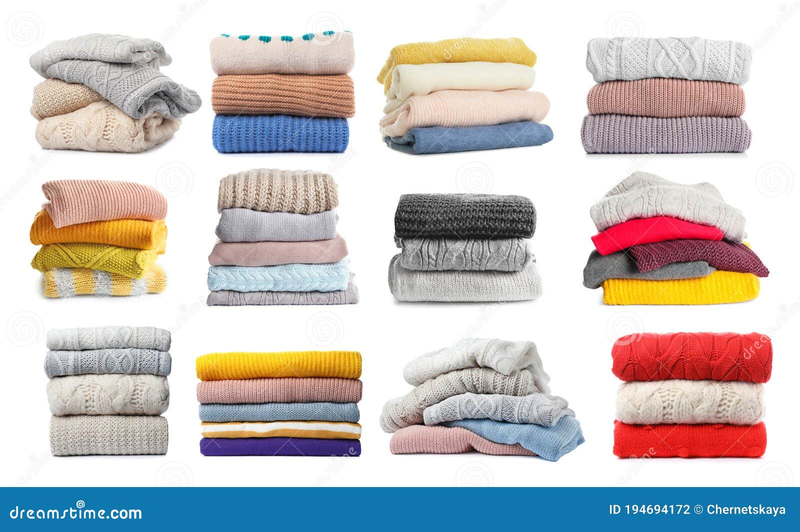 Set of Folded and Stacked Sweaters on Background Stock Photo - Image of ...