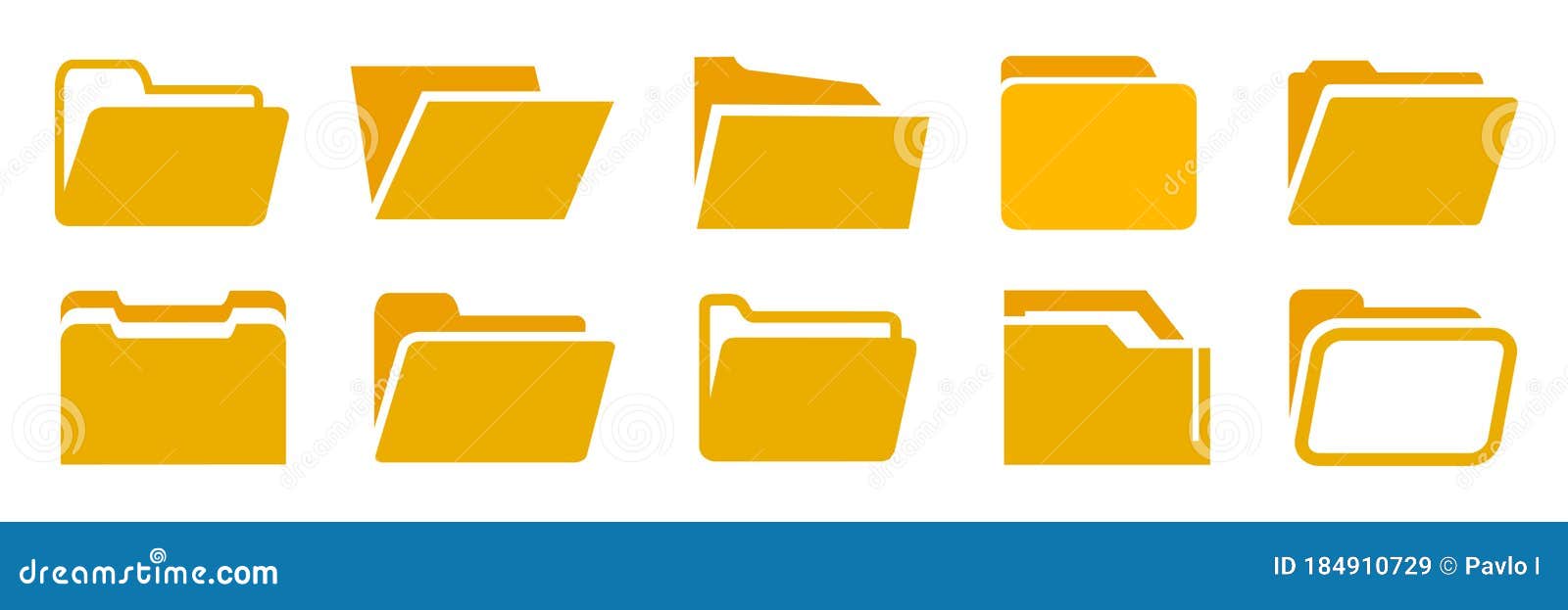 Folder Flat Line Icons. Document File Vector Illustrations - Business ...