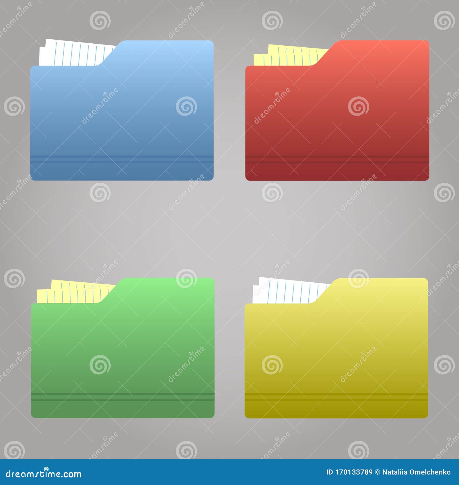 Set of folder icons vector stock illustration. Illustration of ...