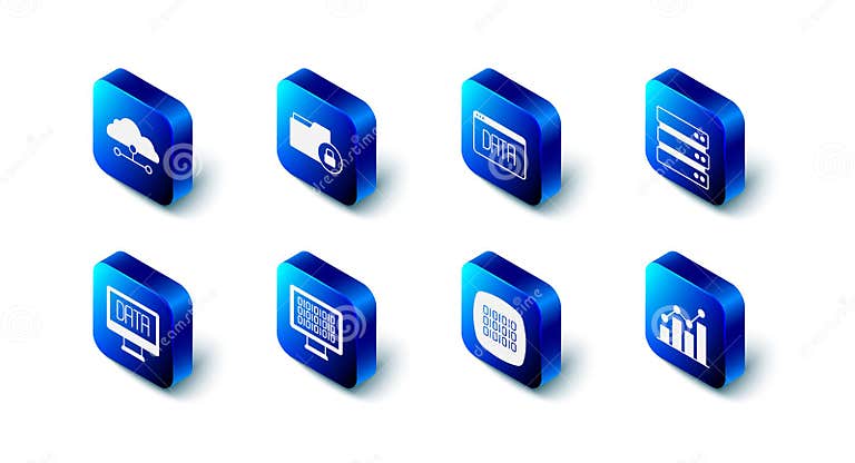 Set Folder and Lock, Data Analysis, Server, Pie Chart Infographic, Binary Code, and Network ...