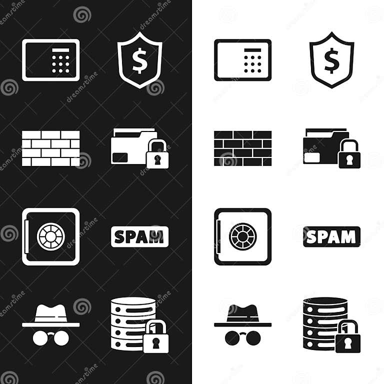 Set Folder and Lock, Firewall, Security Wall, Safe, Shield with Dollar ...