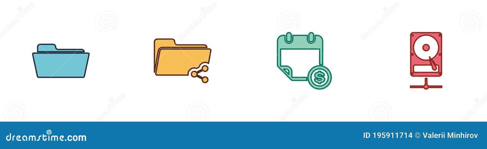 Set Folder, Share Folder, Financial Calendar and Hard Disk Drive on ...