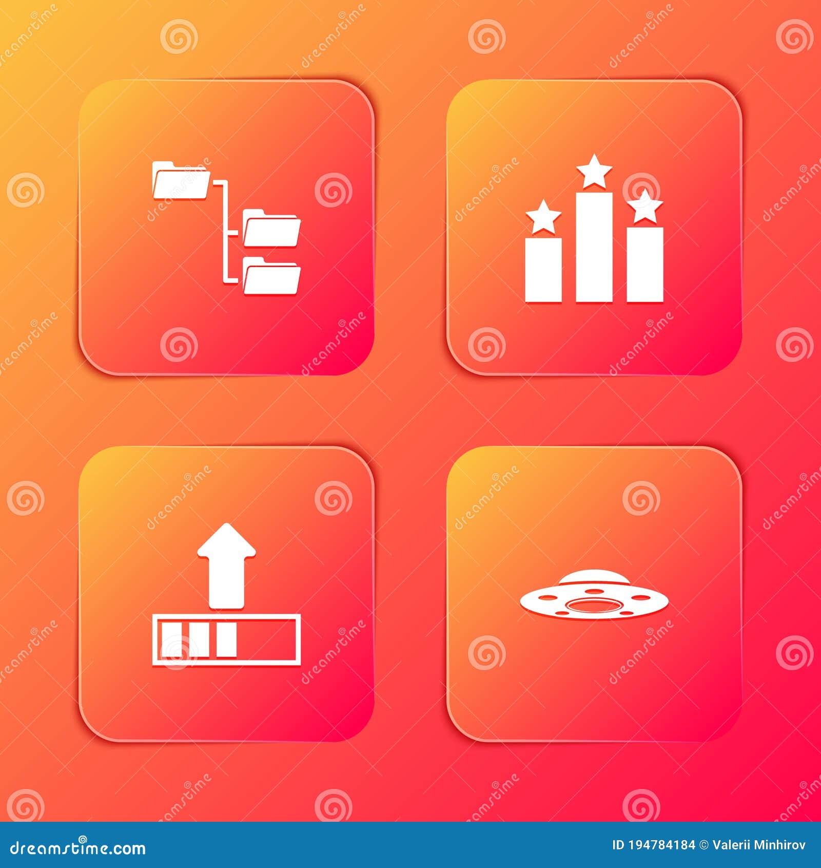 Set Folder Tree, Ranking Star, Loading and UFO Flying Spaceship Icon ...