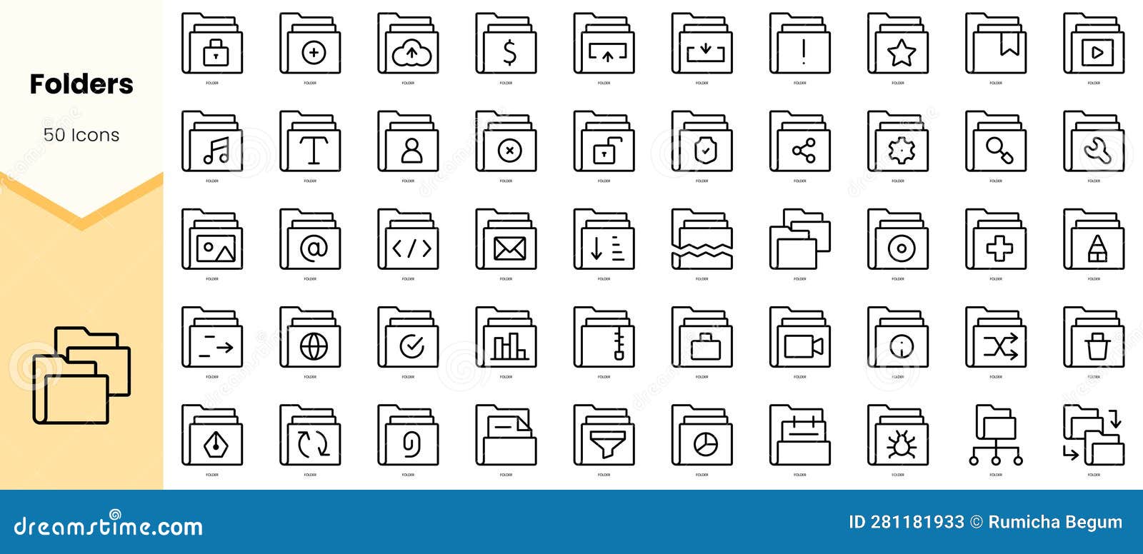 Set of Folders Icons. Simple Line Art Style Icons Pack Stock Vector - Illustration of icon ...