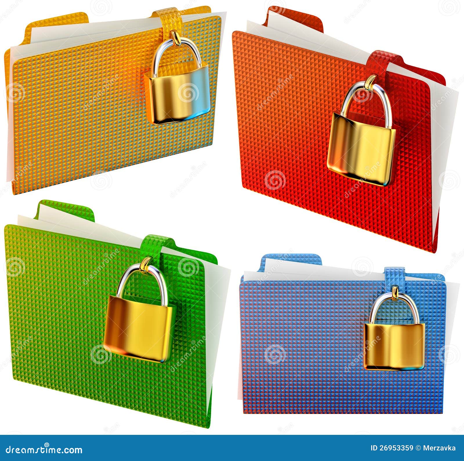 Set of folders with locks stock illustration. Illustration of crime ...