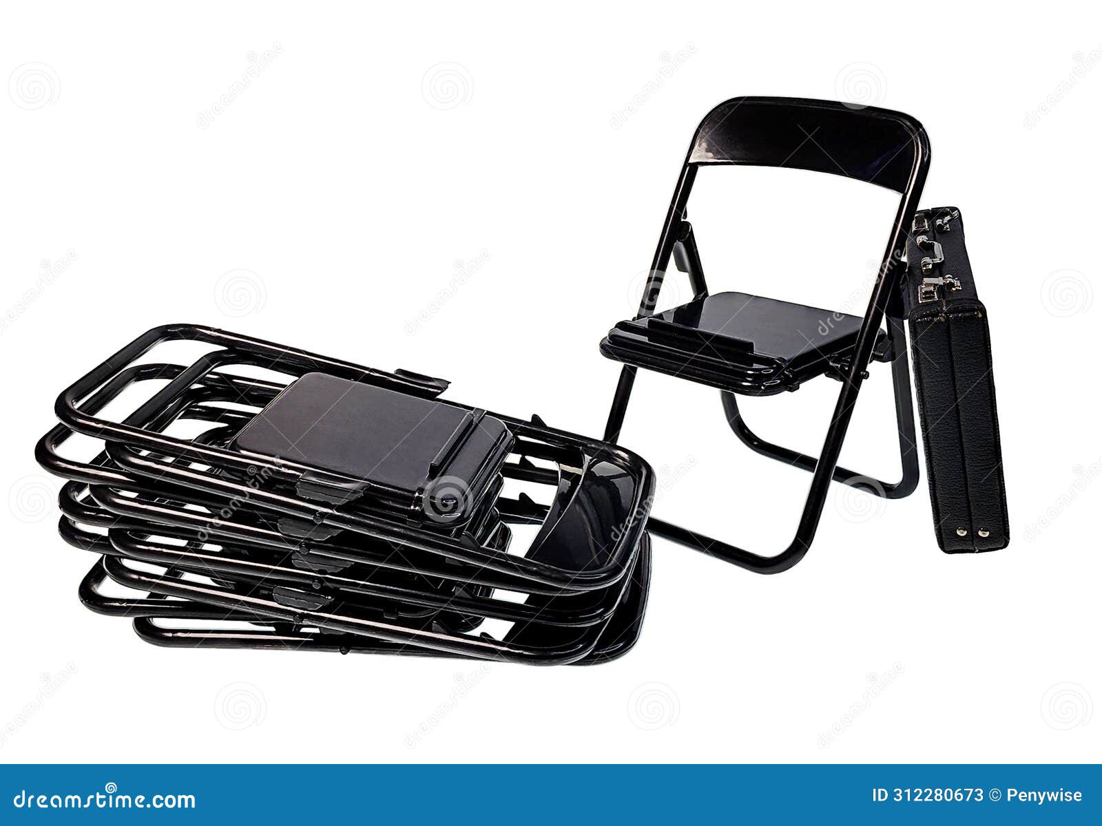 A Set of Folding Chairs and Briefcase Stock Image - Image of luggage ...