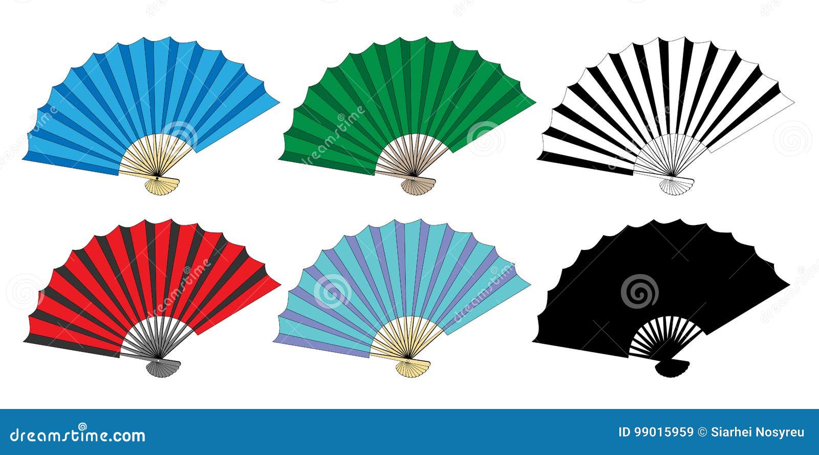 Folding fan vector set stock vector. Illustration of japanese - 99015959