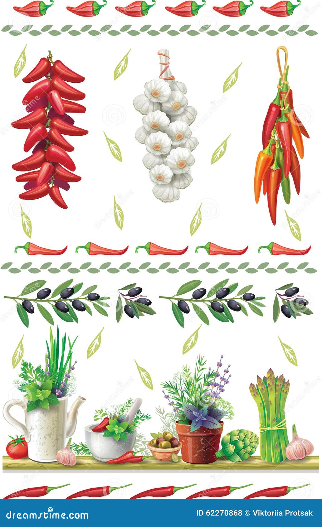 Set Of Food Borders Cartoon Vector | CartoonDealer.com #62314101