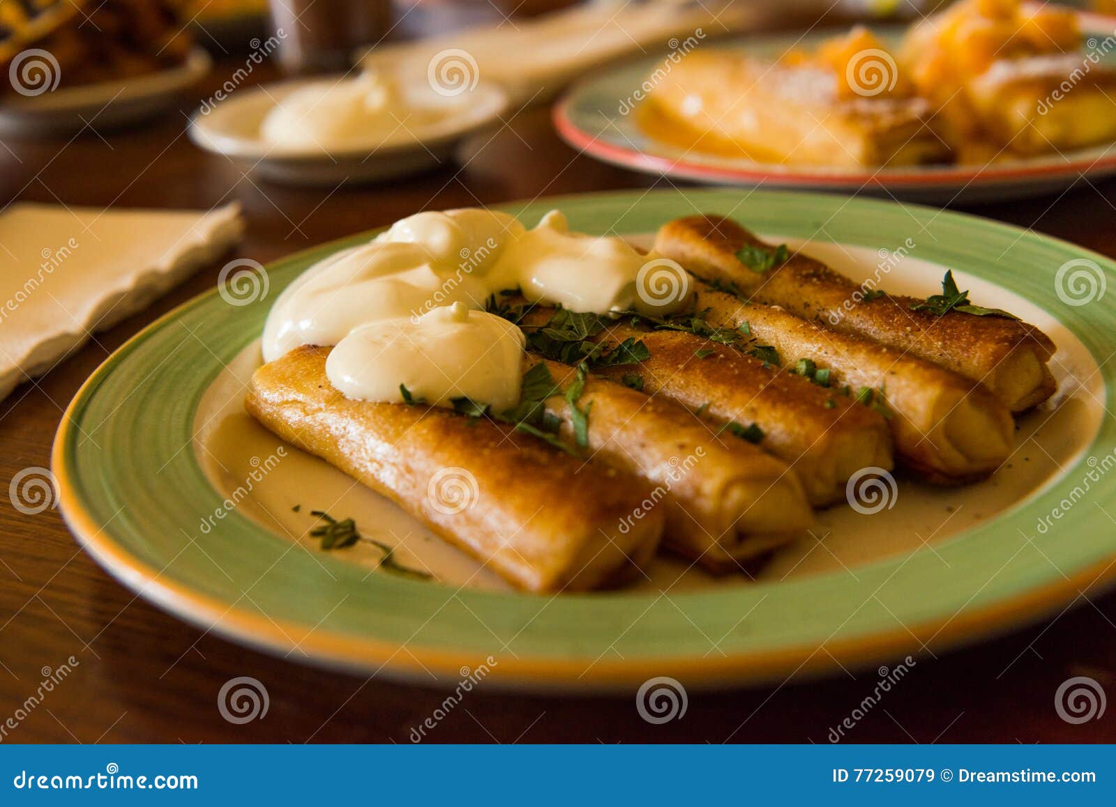 Set of Food Dishes on a Table in a Cafe Stock Image - Image of meal ...