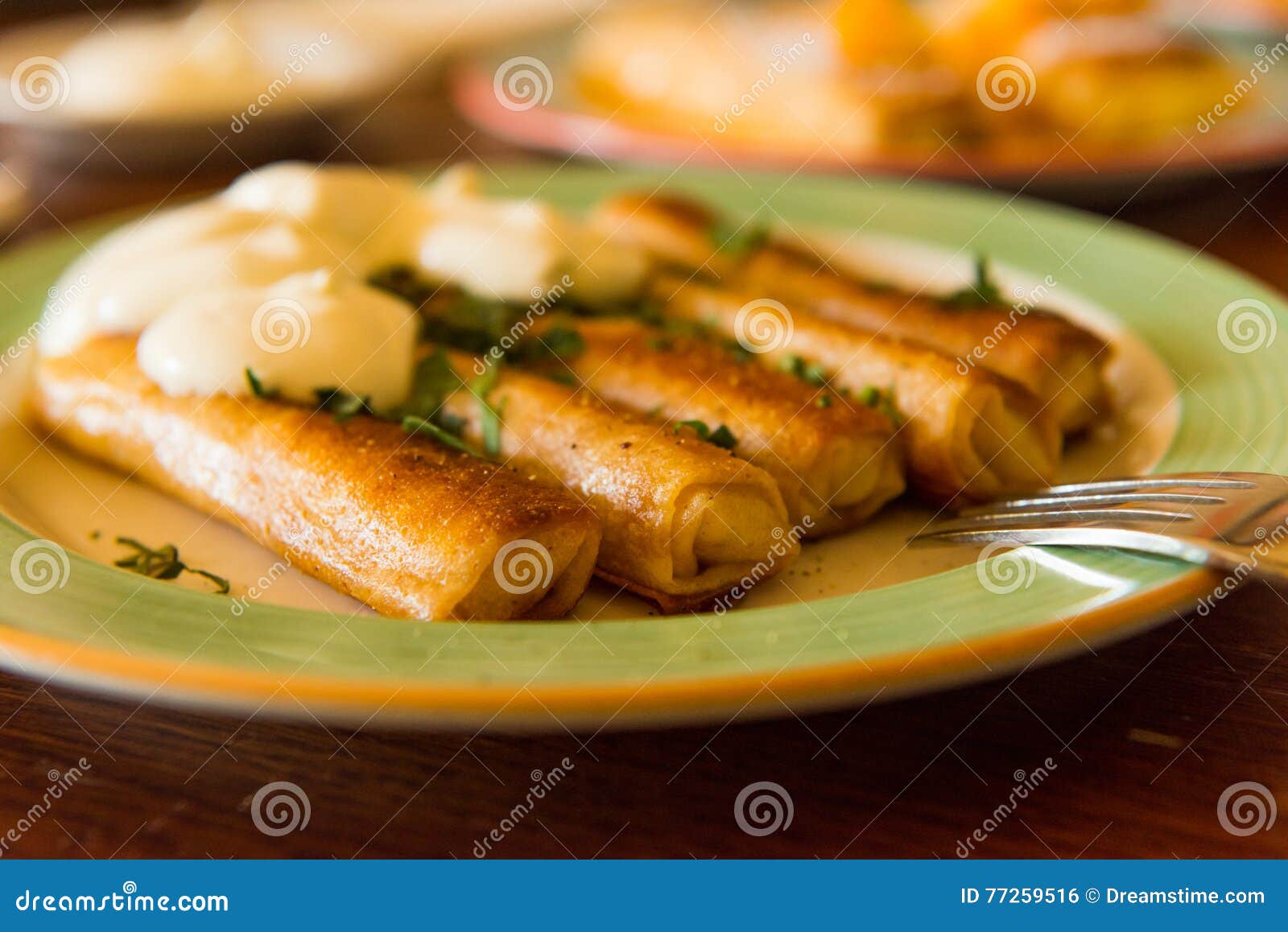 Set of Food Dishes on a Table in a Cafe Stock Photo - Image of ...
