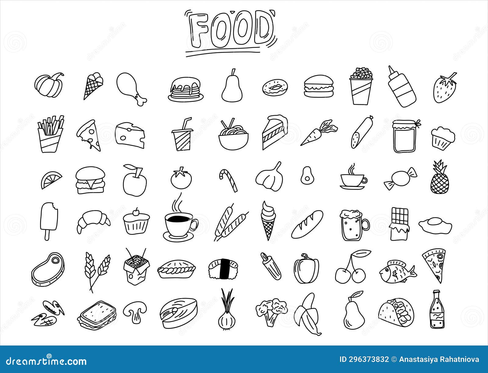 Set of Food Doodle Pictures. Vector Illustration Stock Illustration ...