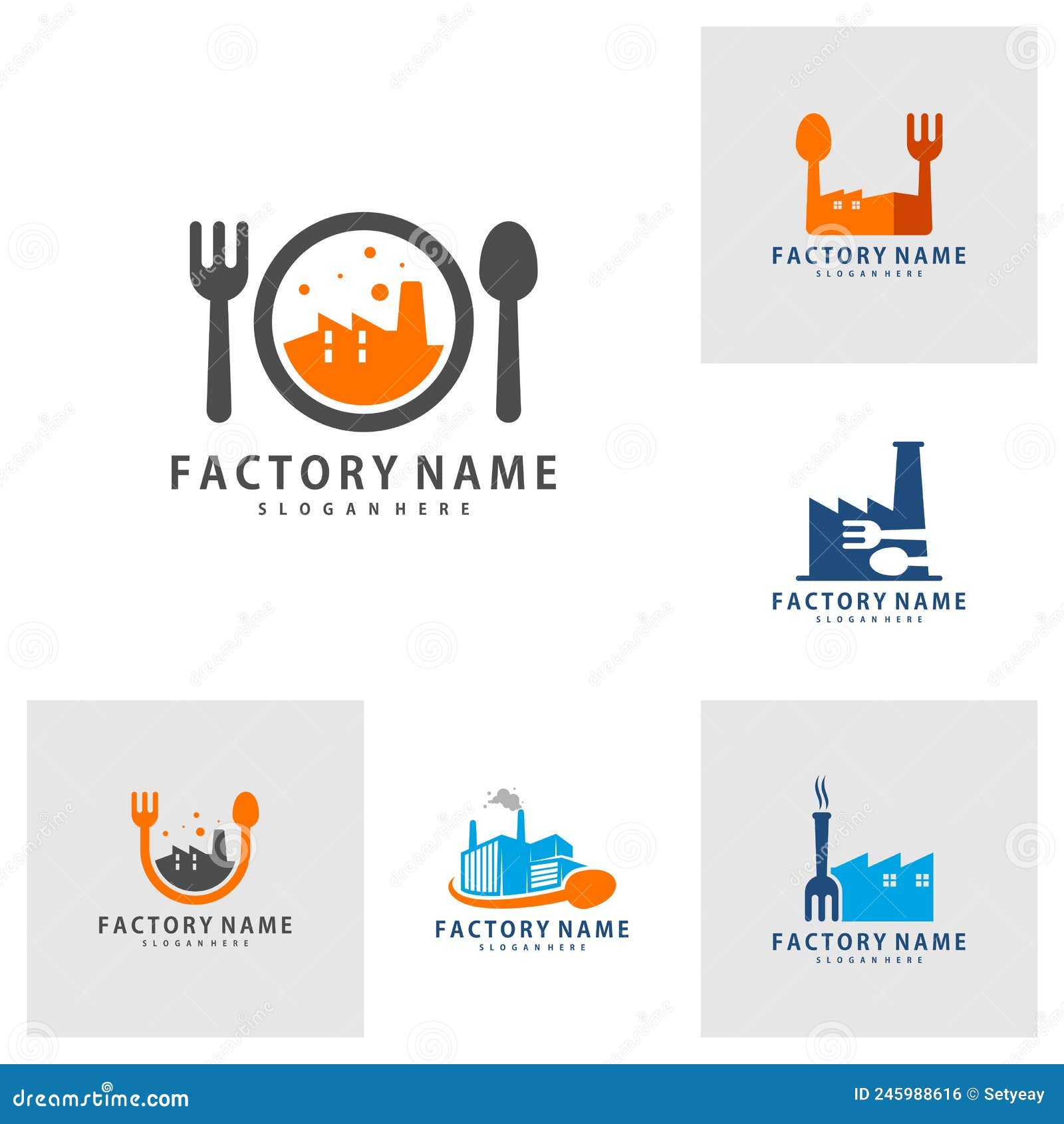 Set of Food Factory Logo Design Vector, Creative Factory Logo Design ...