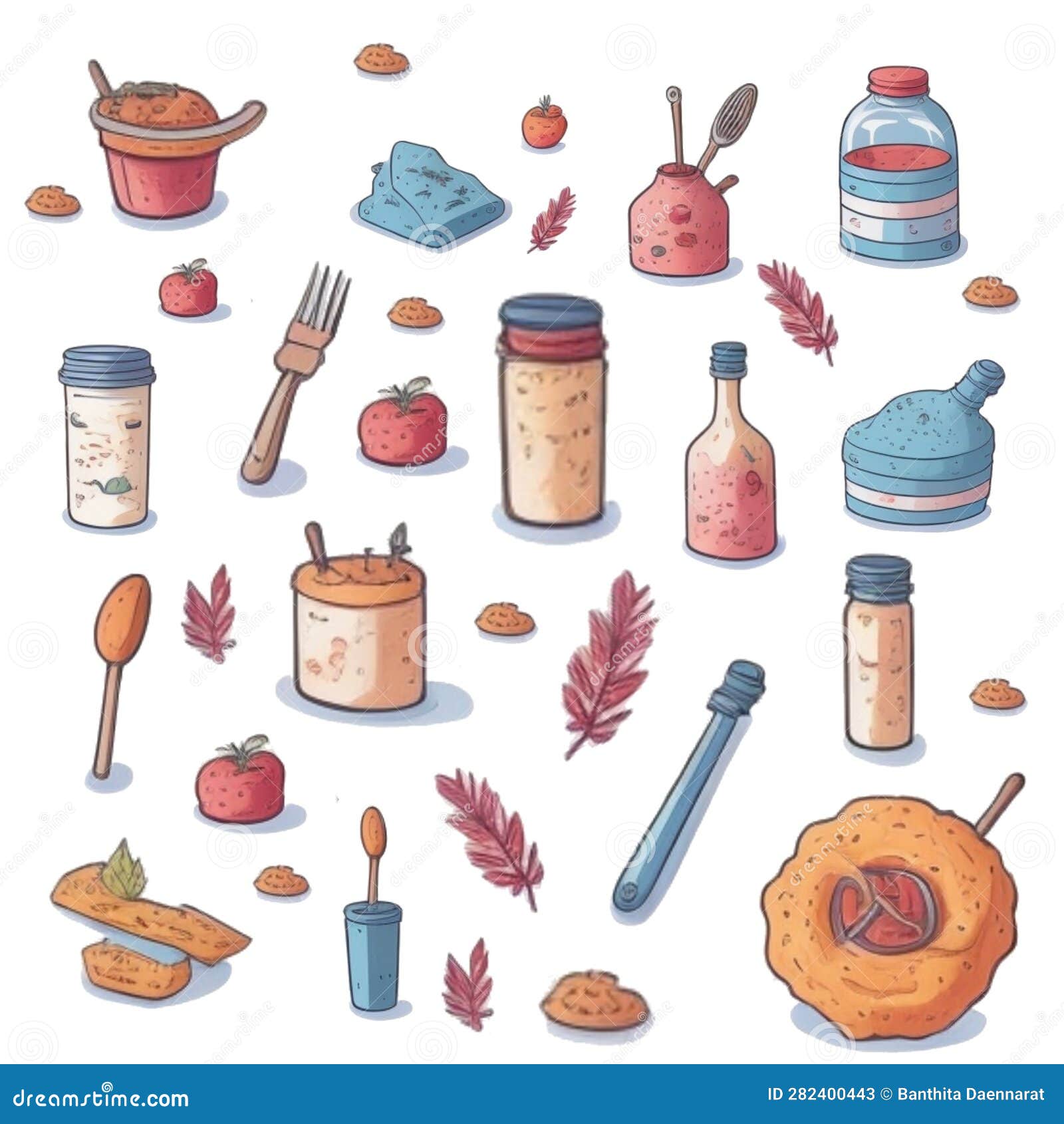 Set Food Jar Cartoon Elements Stock Illustration - Illustration of ...