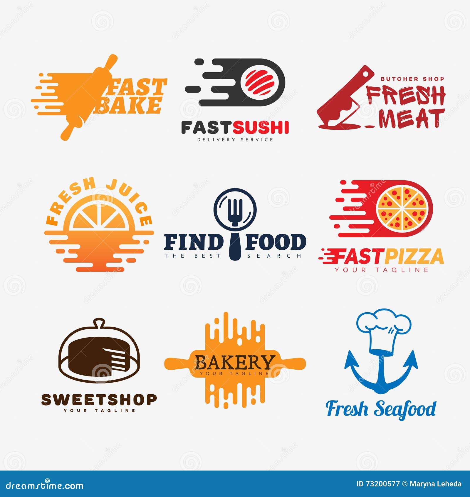 Set of food logo stock vector. Illustration of design - 73200577
