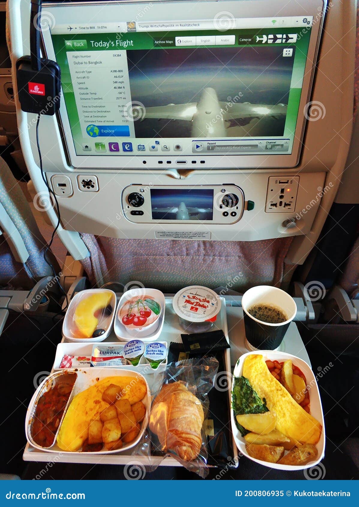 A Set of Food for a Passenger on an Emirates Airline Flight Editorial ...