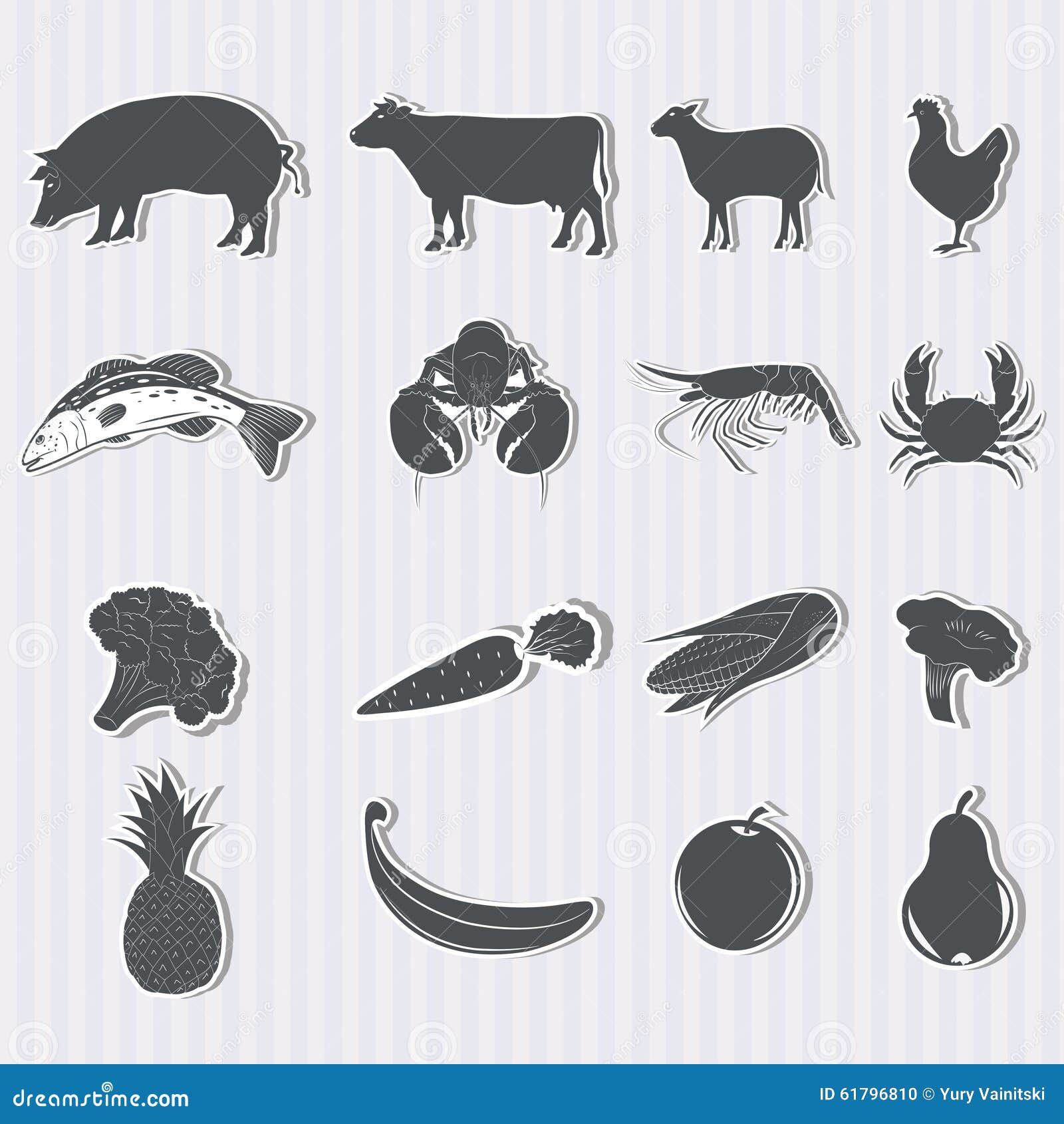 Set of food and products stock vector. Illustration of poultry - 61796810