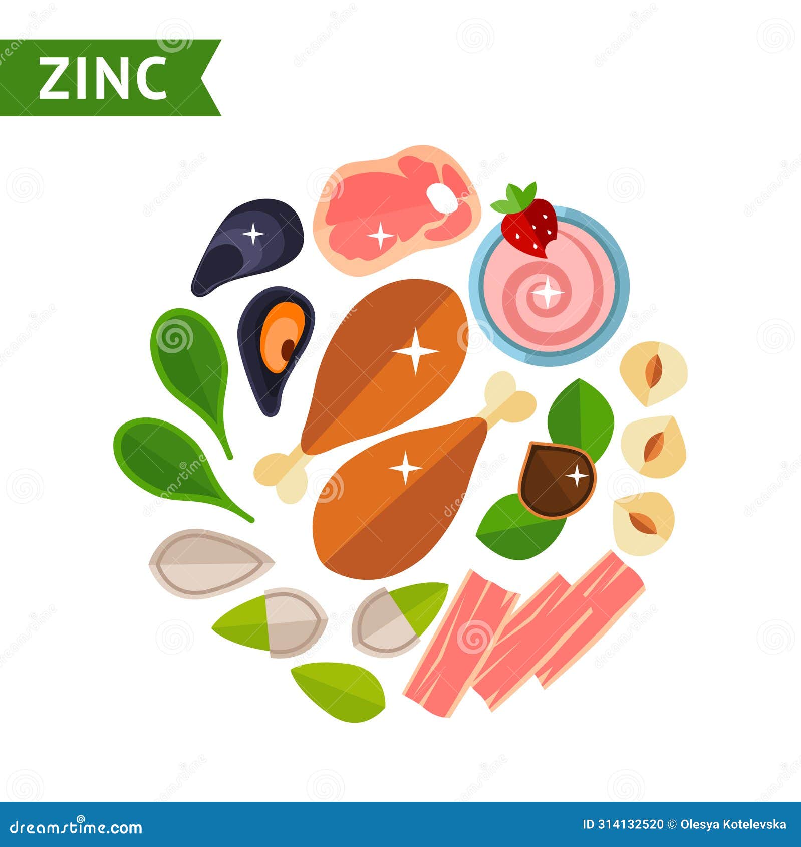 Set of Food Products for Zinc Info Graphics, Design Template Stock ...
