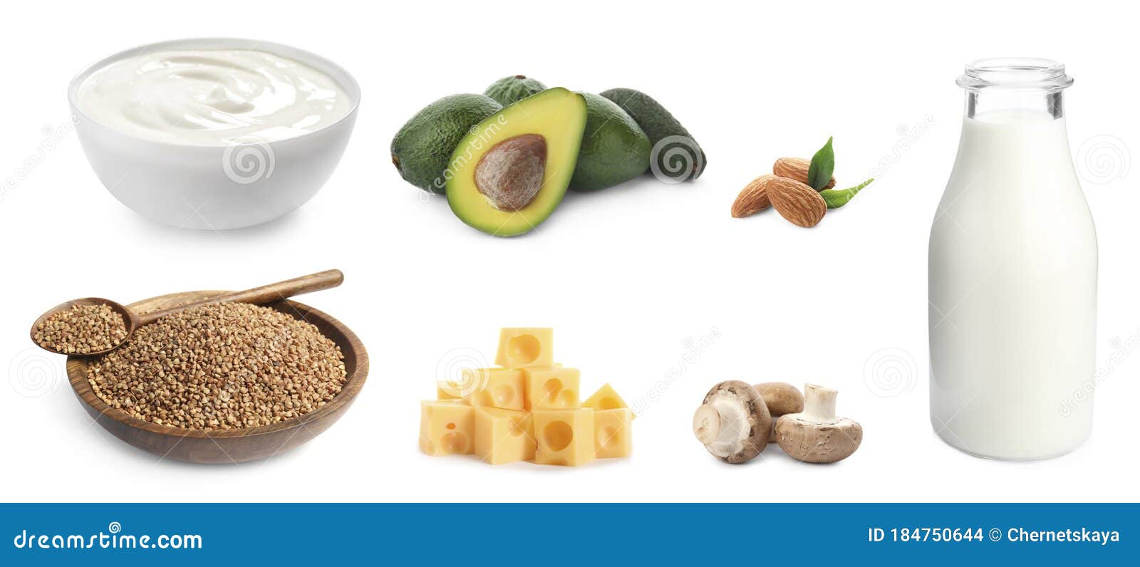 Set with Food Rich in Protein on Background. Banner Design Stock Photo ...