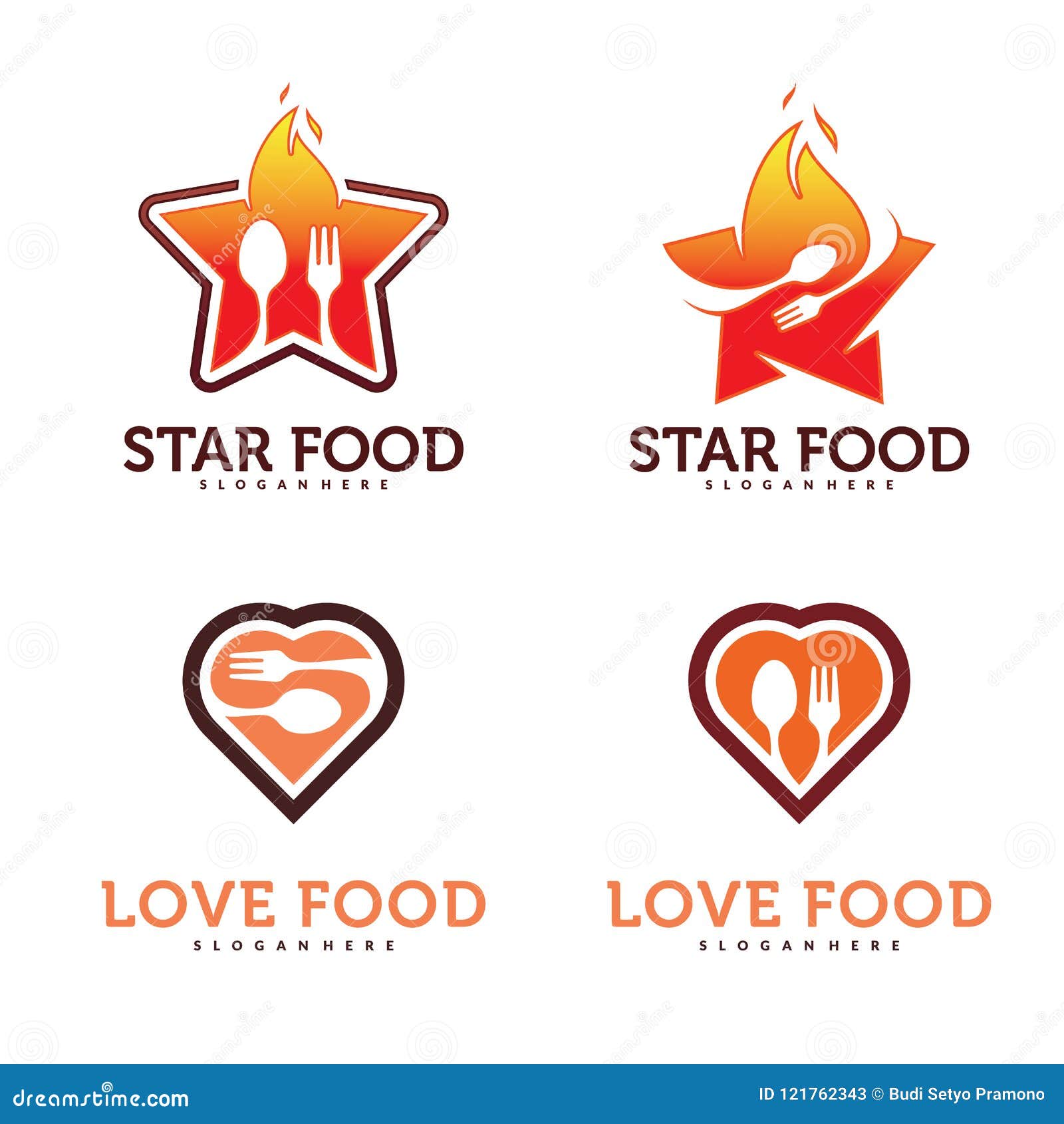 Set of Food with Star Logo Vector Stock Vector - Illustration of food ...