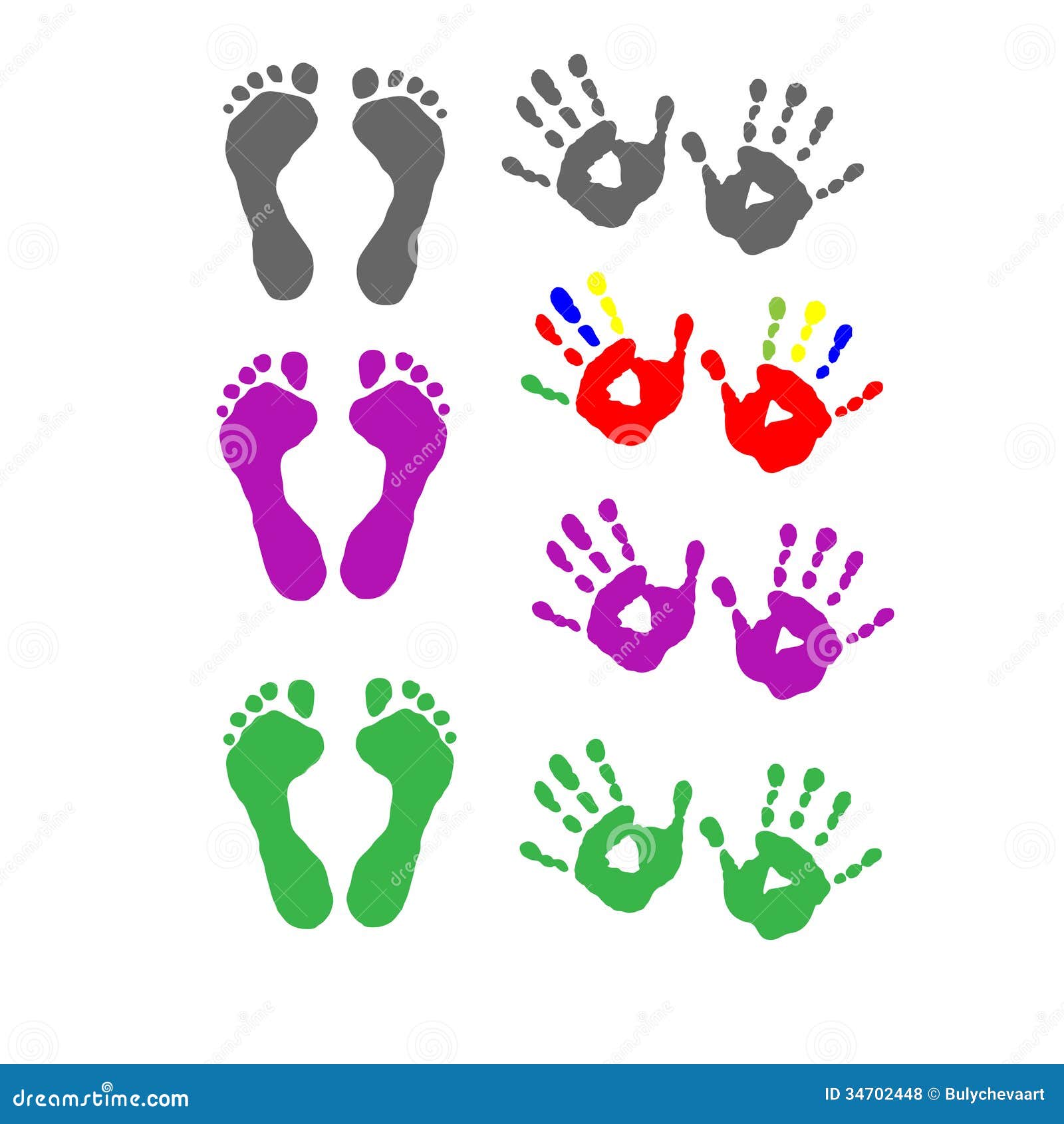 Set Foot Prints and Palm Prints Stock Vector - Illustration of feet ...