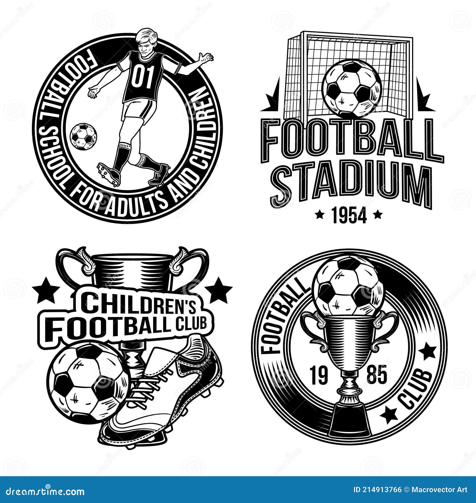 Set of Football Emblems, Labels, Badges, Logos. Isolated on White Stock ...