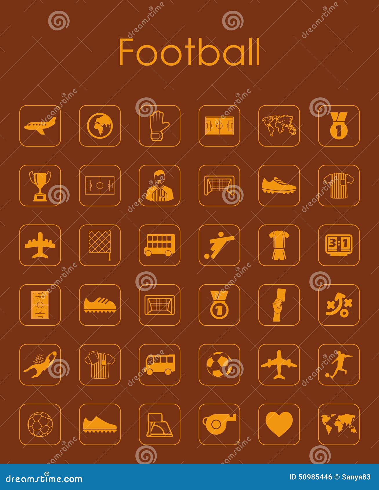 Set of Football Simple Icons Stock Vector - Illustration of midfield ...
