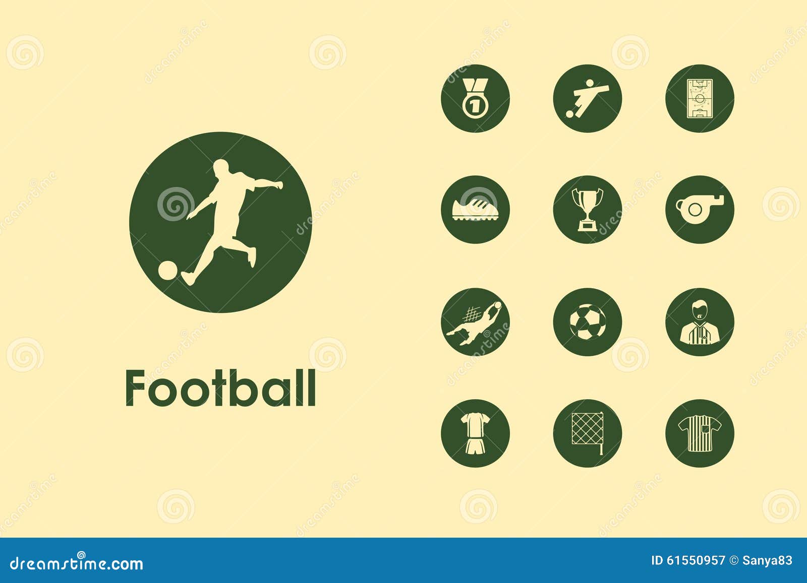Set of Football Simple Icons Stock Vector - Illustration of goal ...