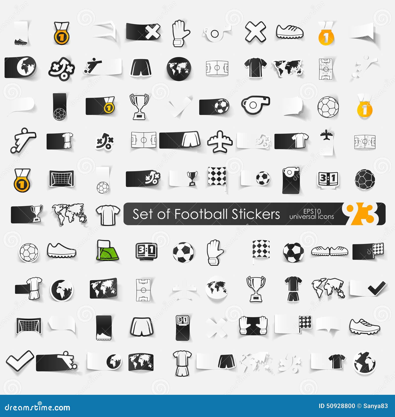 Set of football stickers stock vector. Illustration of flagpole - 50928800