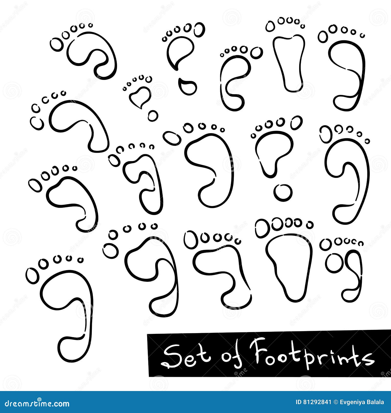 Set of Footprint Doodle Icons, Human Footstep. Stock Vector ...