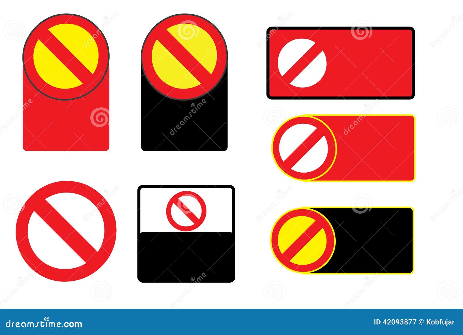 Set of Forbidden Sign Symbol Zone Blank Vector Stock Vector ...